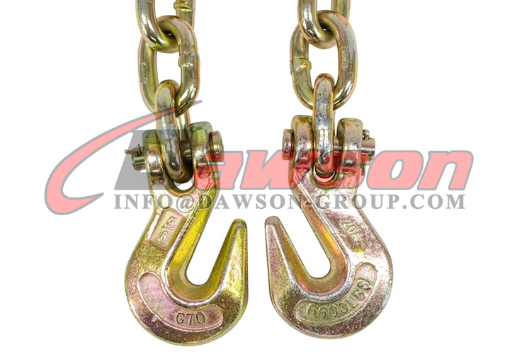 USA Standard G70 5/16"-3/8" Chain Assembly with Clevis Hooks Each End, Grade 70 Transport Chains ...