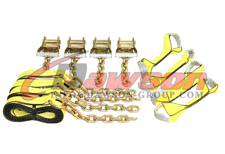 8 Point Roll Back Vehicle Tie Down Kit with Chain Extension on Both ...