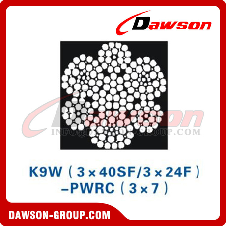 Steel Wire Rope Construction(K9W(3×40SF/3×24F)-PWRC(3×7)), Wire Rope ...