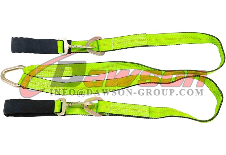 V-Bridle Strap 2'' x 6' with Snap Hooks with Cordura Sleeve and Axle ...