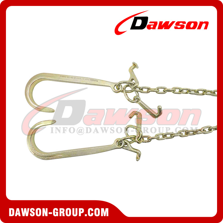 5/16''x2' Leg Grade 70 V-Chain Bridle Tow with 15'' Large Shank J Hook ...