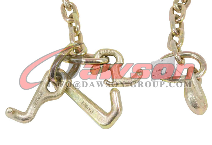 5/16'' x 6' Leg Grade 70 Tow Chain with RTJ Cluster Hooks & Grab Hooks ...