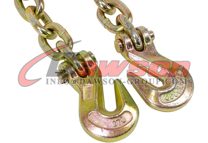 USA Standard G70 5/16"-3/8" Chain Assembly with Clevis Hooks Each End, Grade 70 Transport Chains ...