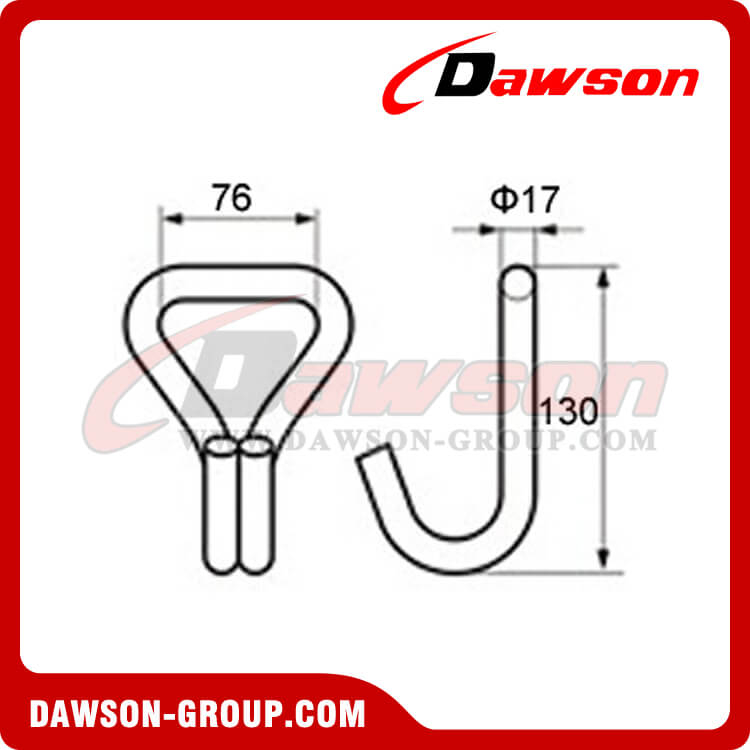 BS 10000KG/22000LBS 3 inch Double J Hook, 75mm Forged Steel Double J ...