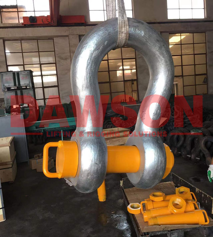 Large WLL Shackle with Circular Cross-Section, Alloy Steel Heavy Duty Bolt Type Round Body ...