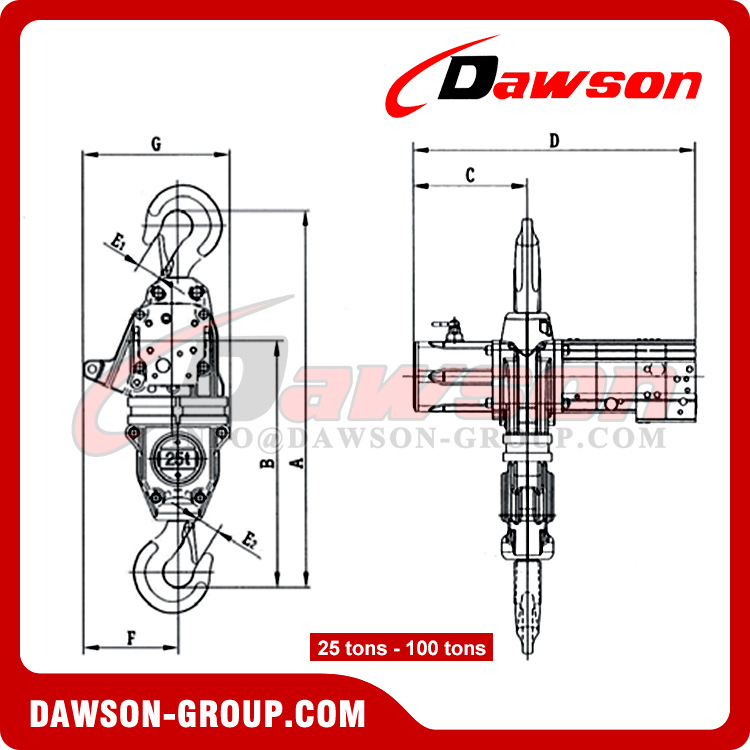 DAWSON 3 tons - 100 tons Hydraulic Hoist, Heavy Duty Hydraulic Hoist ...