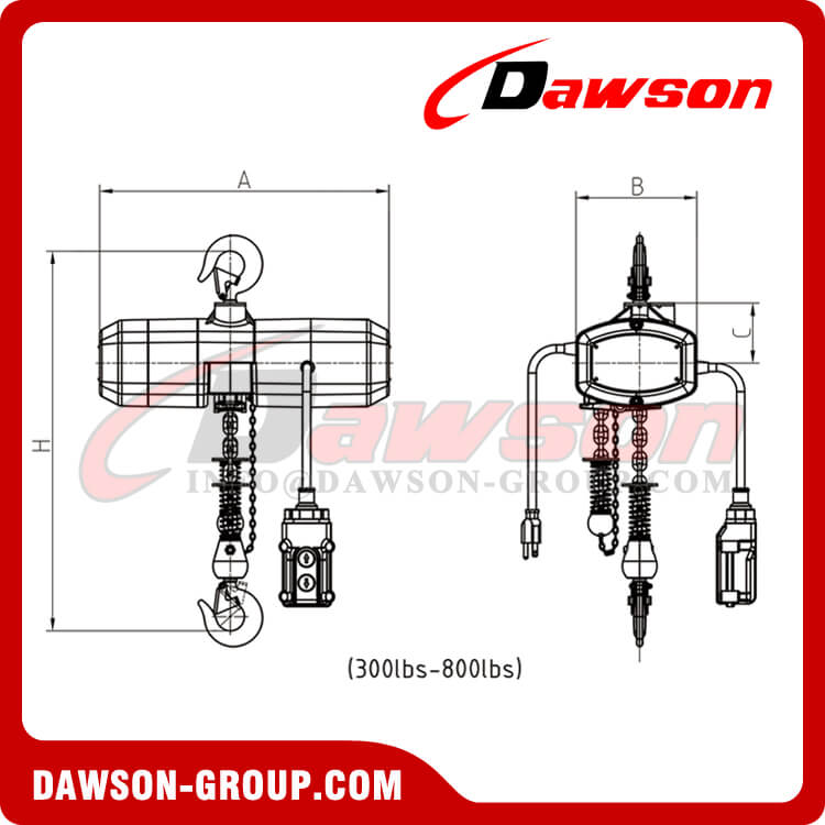 DSHH Mini Series Single Chain Single Phase Electric Chain Hoist, 115V ...