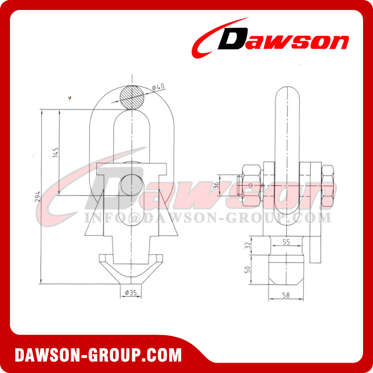 DAWSON US Standard Ring Type Container Lock Head Top Bottom Side ...
