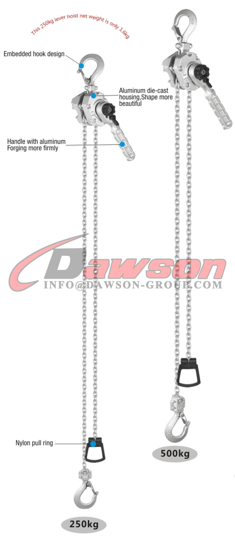 Aluminum Alloy Lever Hoist, Lever Block for Lifting Goods, 250kg 500kg ...