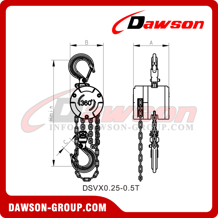 DSVX 360° Rotation Small Aluminum Chain Hoist, Light Duty Chain Block ...