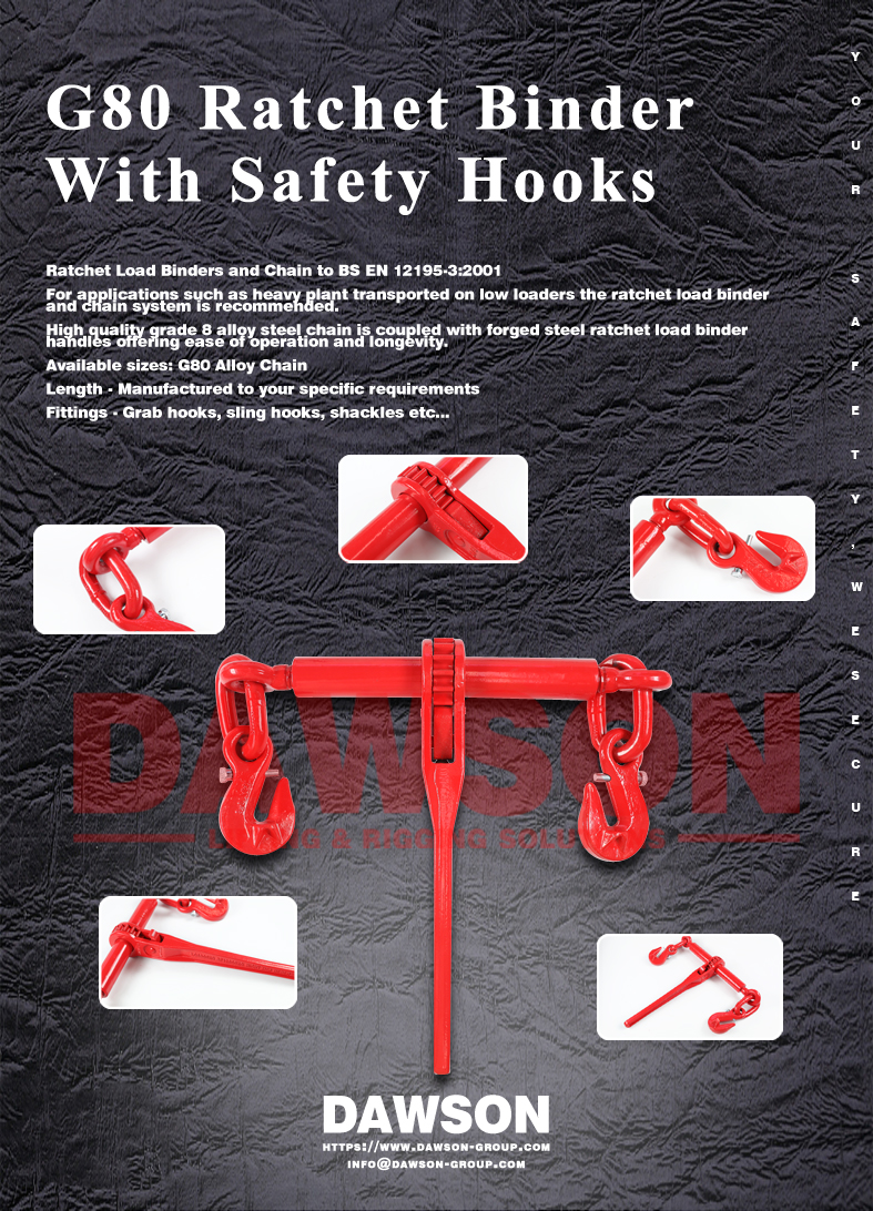 G80 Ratchet Binder with G80 Eye Grab Hook with Safety Pin to EN 12195-3 ...