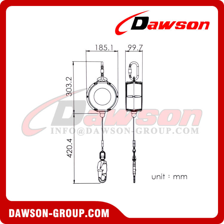 DS-HE-6(S), DS-HE-10(S) Galvanized Wire Retractable Lifeline, Stainless ...