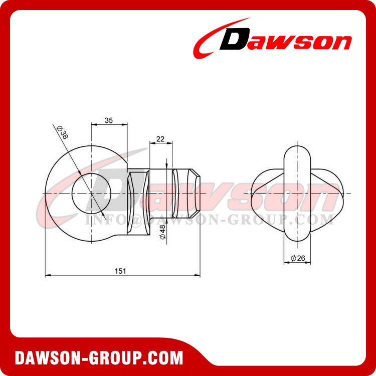 DAWSON Securing Pads Eye Elephant Foot for Lashing Chain and Shackles ...