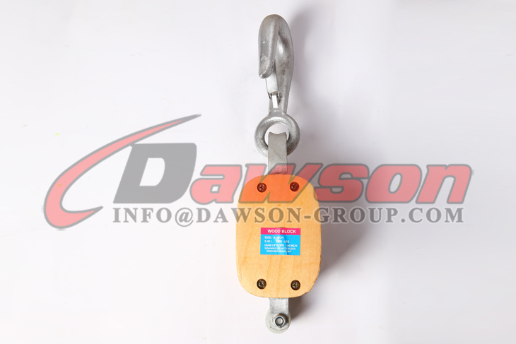 Regular Wood Block Double Sheave With Hook, snatch block, double wooden ...