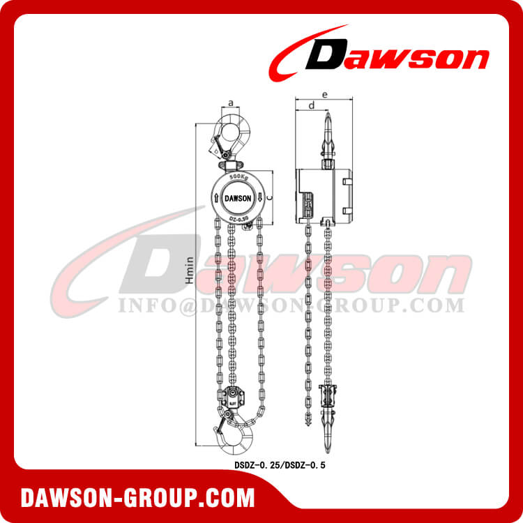 250KG 500KG 1000KG Aluminum Alloy Chain Hoist, 0.25 Ton 0.5T 1 Ton ...