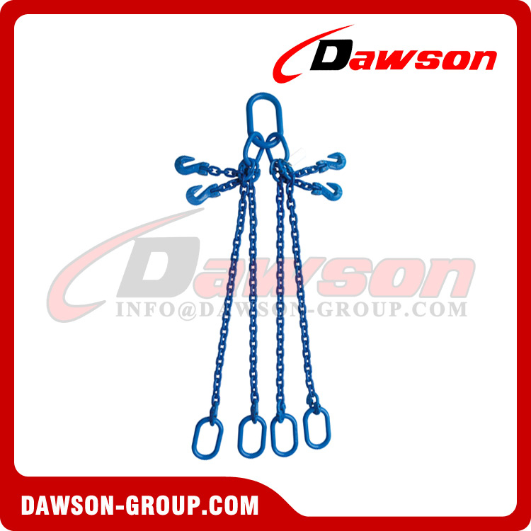 G100 Quadruple Legs Lifting Chain Slings / Grade 100 4-Legs Adjustable ...