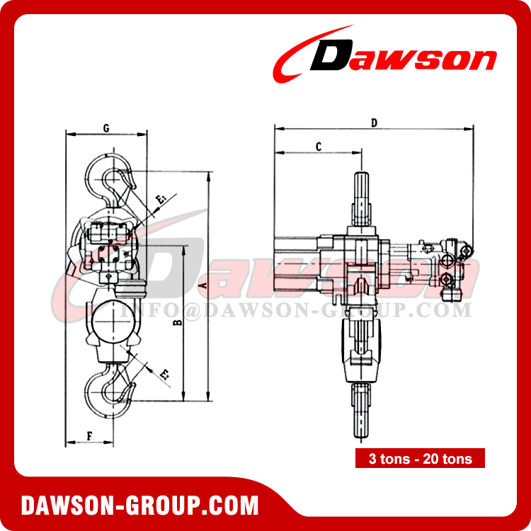 DAWSON 3 tons - 100 tons Hydraulic Hoist, Heavy Duty Hydraulic Hoist ...