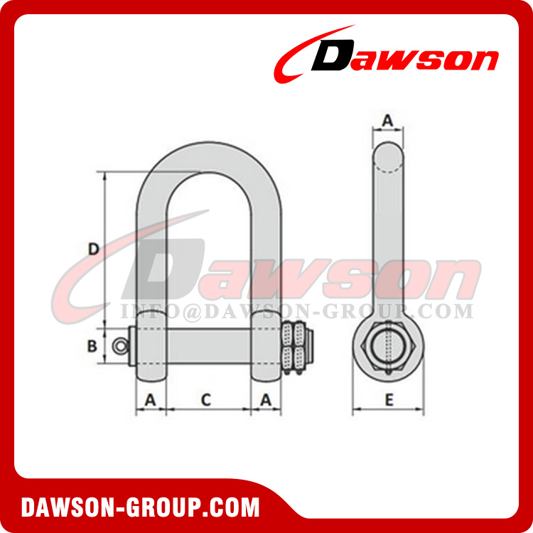 DAWSON Forged Alloy Steel Heavy Duty Hawser Shackle with Double Nuts ...