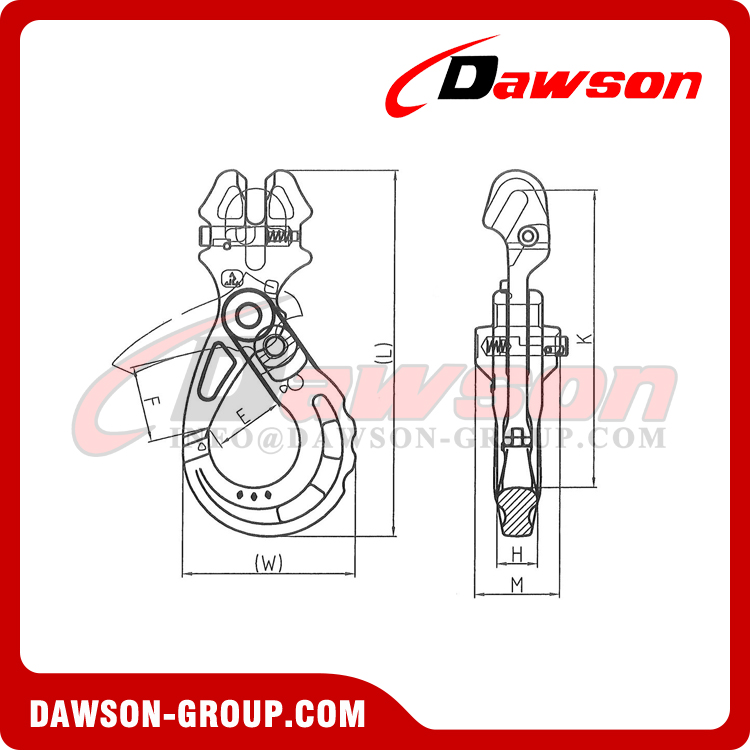 DS-912002 6-10MM G120 Improved Clevis Safety Hook, Grade 120 Self ...
