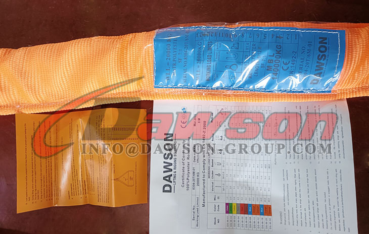 WLL 20T 20000kg Polyester Round Slings, Heavy Duty Textile Round ...