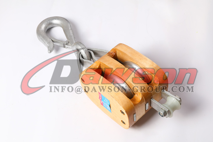 Regular Wood Block Double Sheave With Hook, snatch block, double wooden ...