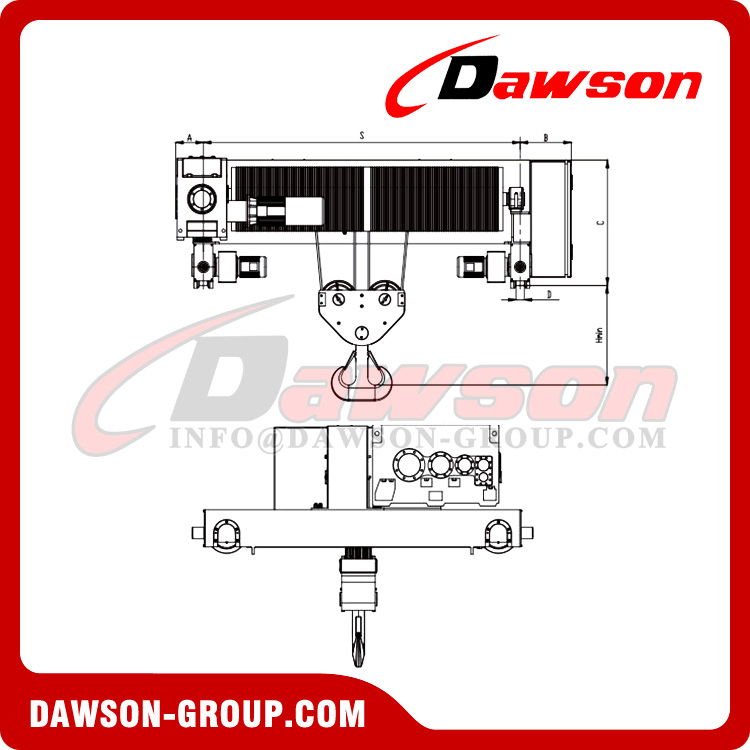 DAWSON Standard Room Monorail Hoist, Square Electric Hoist for Material ...