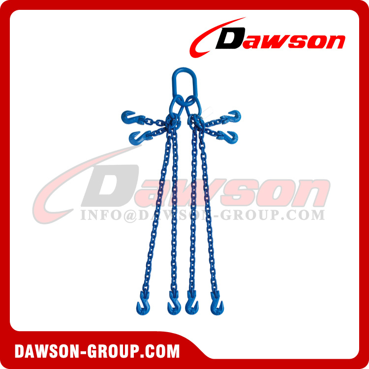 G100 Quadruple Legs Lifting Chain Slings / Grade 100 4-Legs Adjustable Chain Slings, Four Legs ...