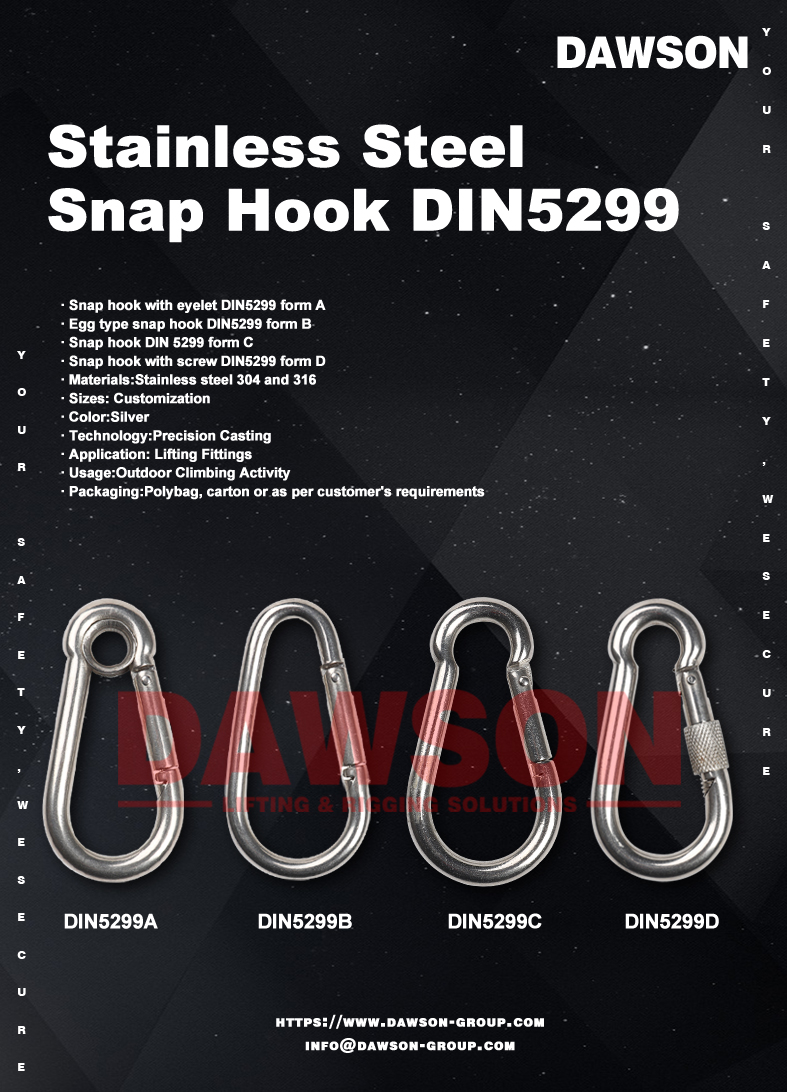 Stainless Steel Snap Hook With Screw DIN5299 Form D, DIN5299D AISI 304 ...