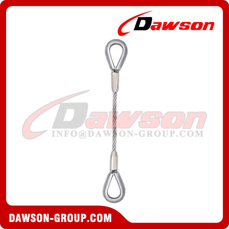 Wire Rope Sling with a Thimble Hard Eye on Each End, Single Leg Hard ...