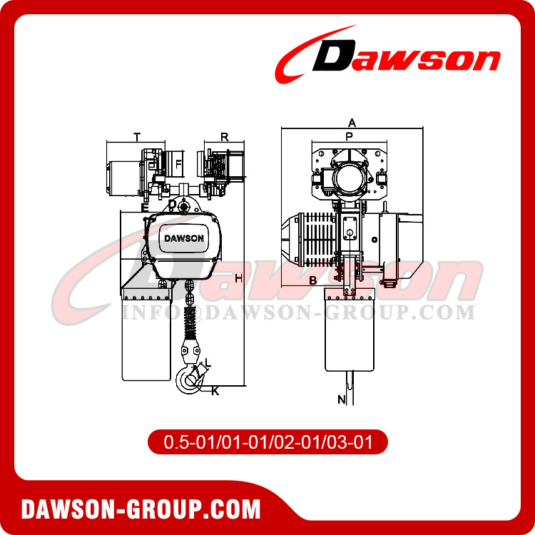 0.5 T - 5 Ton Electric Chain Hoist with Electric Trolley, 500kg-5000kg ...