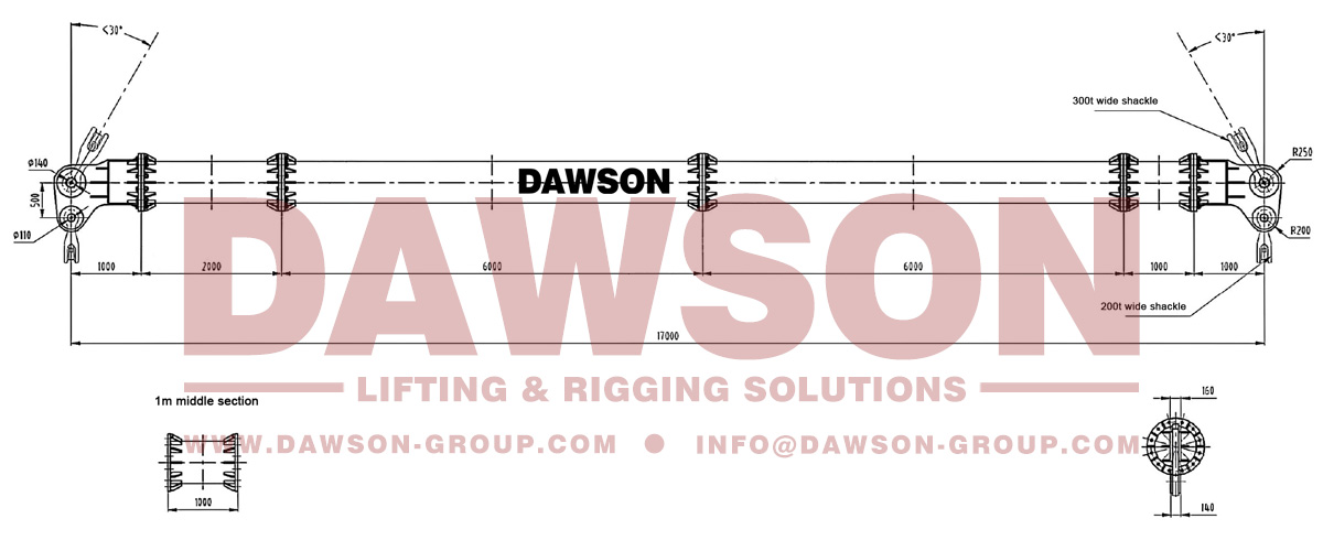 DAWSON WLL 400T x 17M Modulares Spreader Bars, Lifting Spreader Beam ...