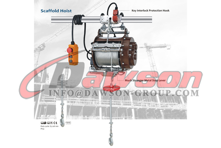 Scaffold Electric Hoist with Key Interlock Protection Hook, Scaffolding ...