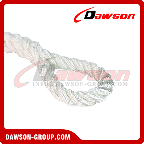 3 Strands Eye Spliced Twisted Nylon Tow Rope with Hook and Thimble ...