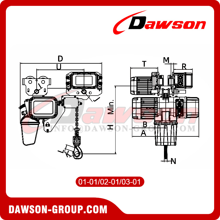 DSER 1T-15T Super Low Lifting Electric Chain Hoist, 1000kg-15000kg ...