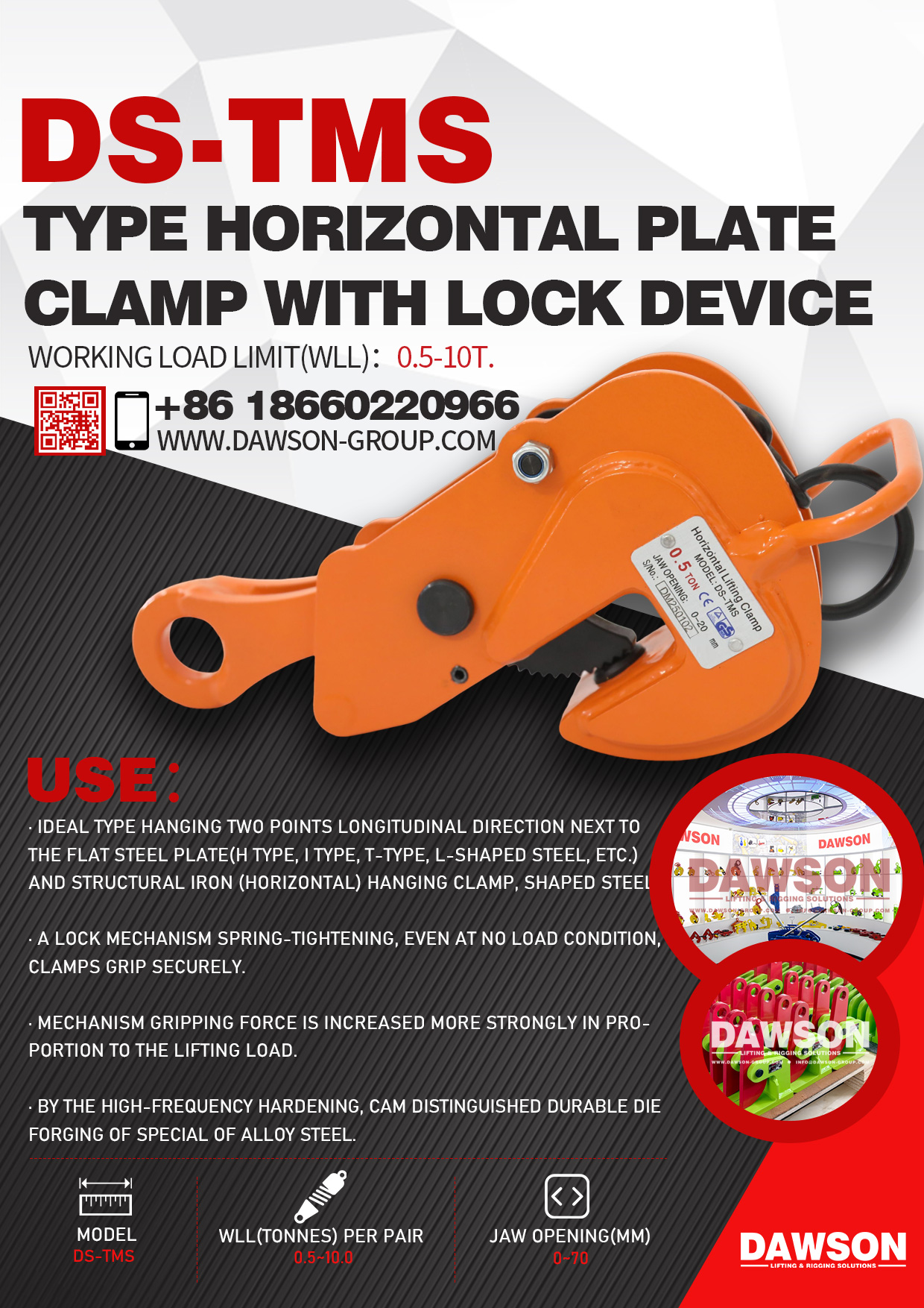 Horizontal Plate Clamp with Lock Device, Turn Horizontal Lifting Clamp ...