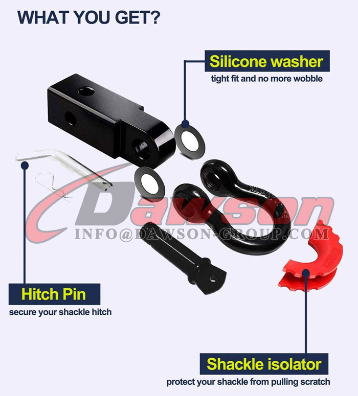 Shackle Tow Hitch Receiver 2'', Never Rust Receiver Shackle Bracket ...