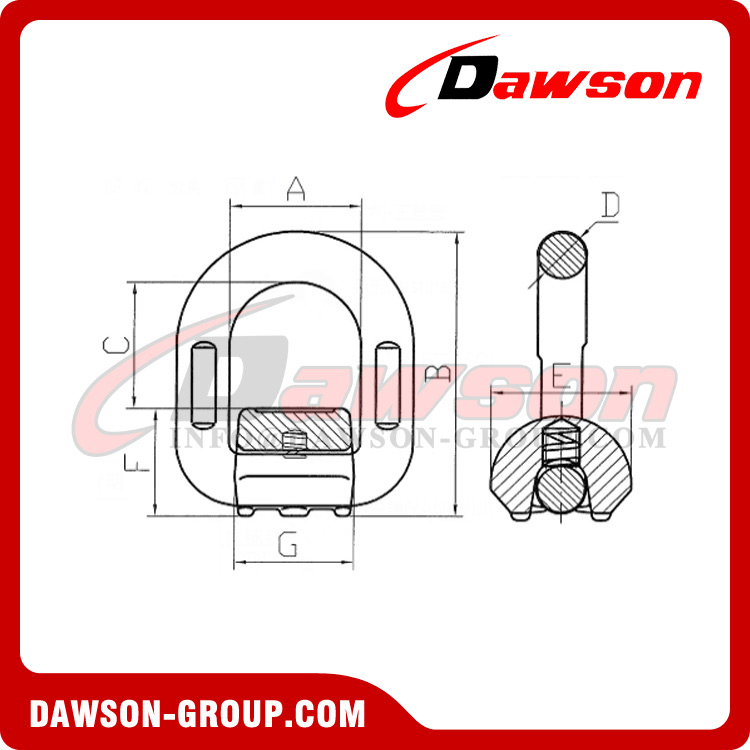 G80 Weld On Pivoting D Link, Grade 80 Lifting D Ring - Dawson Group Ltd ...
