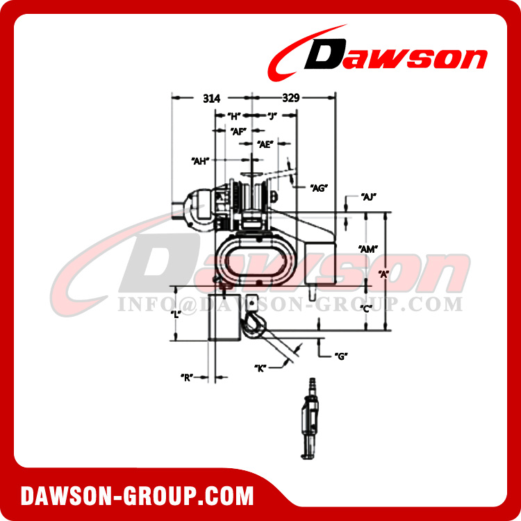 DAWSON 125kg-3000kg Electric Endless Chain Hoist with Aluminum Alloy ...