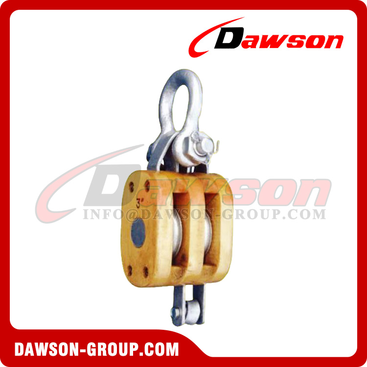 DS-B049A Regular Wood Block Double Sheave with Shackle,Wooden Block ...