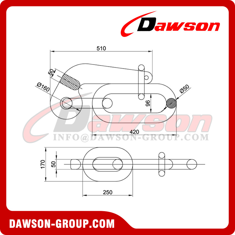 DAWSON SWL 25T Heavy Duty Steel Pelican Slip Hook for Towing, Senhouse ...
