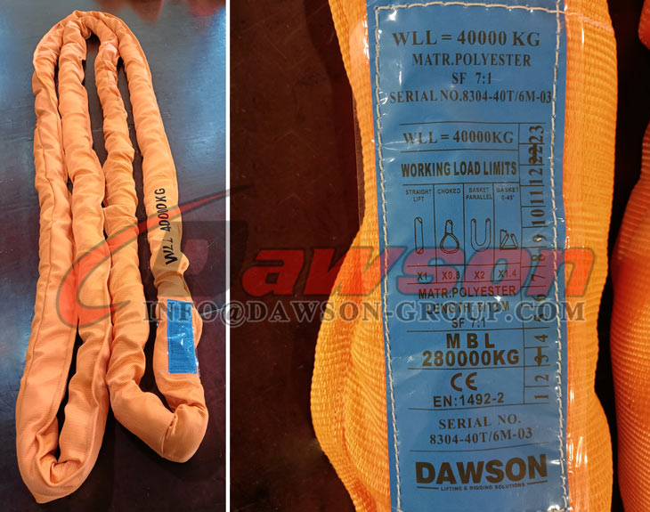 WLL 40T Polyester Round Slings AS 4497, 40000KG Heavy Duty Round ...
