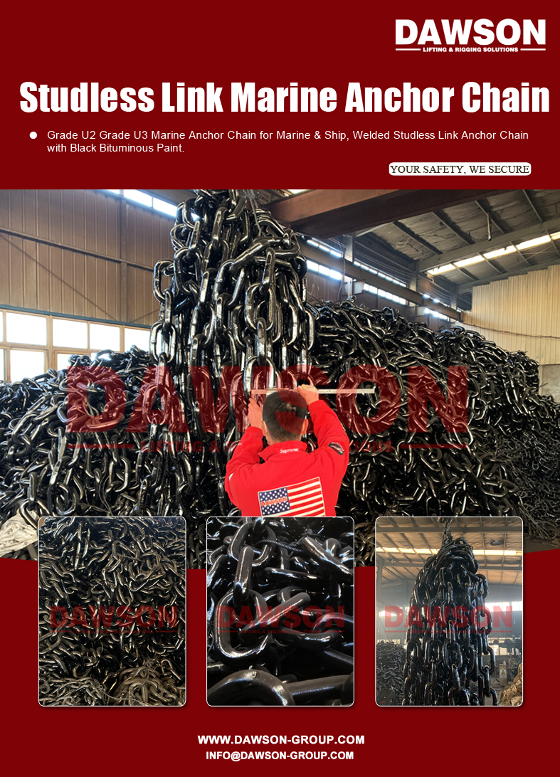 16mm to 70mm U2 U3 Hot Dip Galvanized or Painted Black Studless Link ...