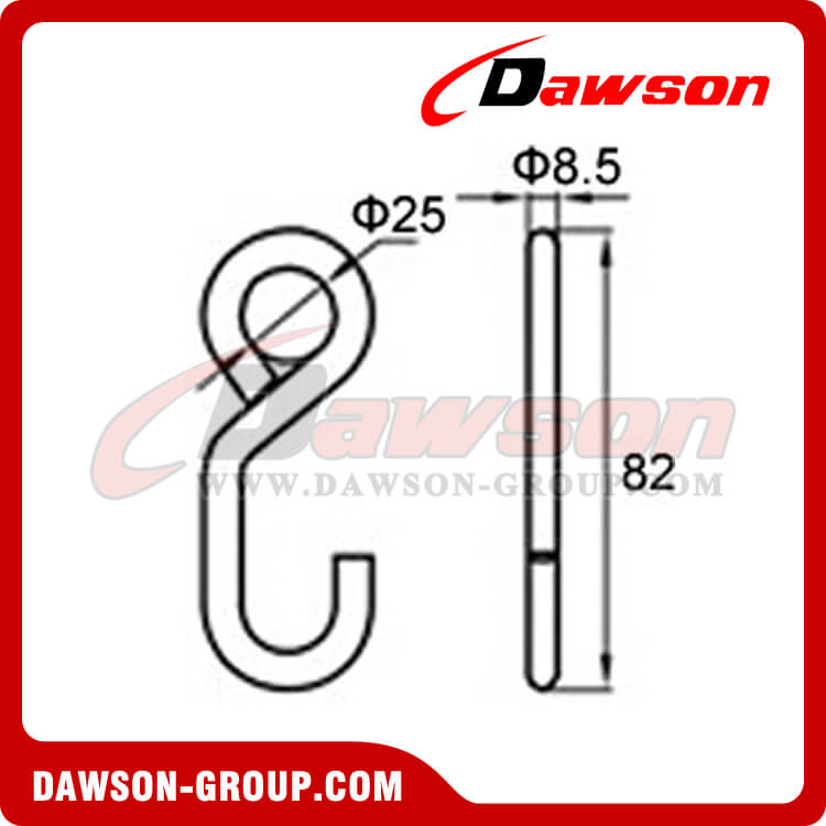 BS 800KG/1760LBS 1 inch S Hook, 1" Rubber Coated S Hook - Dawson Group ...