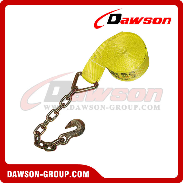 3 inch 30 feet Winch Strap with Chain and Hook, 3'' Trailer Winch Strap ...