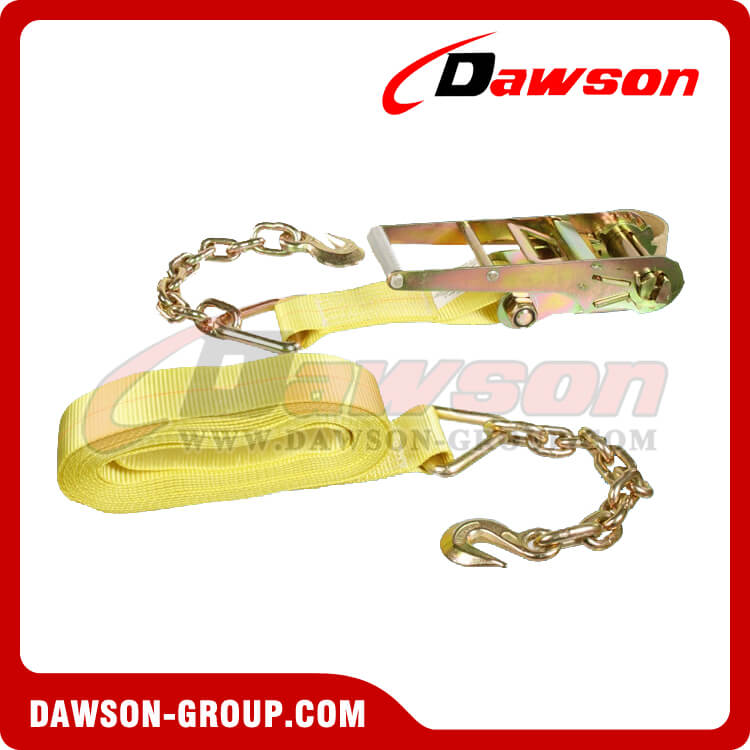 3 inch 30 feet Ratchet Strap With Chain Extension, 3'' Polyester Tie ...
