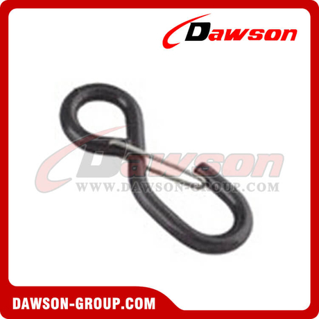 BS 800KG/1760LBS 1 inch Black Coated S Hook with Latch, 1" S Hook ...